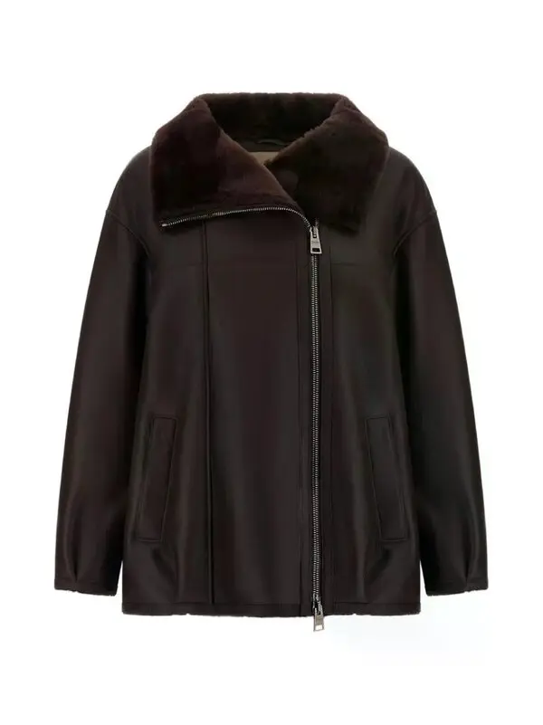Herno Shearling-lined Leather Jacket - Brown