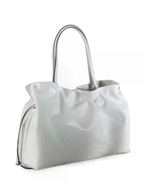 Tory Burch Logo-embossed Gathered Tote Bag - White