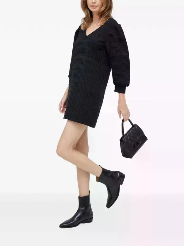 Sisley Ribbed Puff-sleeve Mini Dress