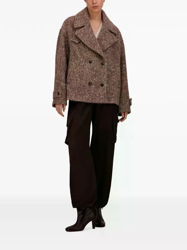 Herno Herringbone Bouclé Peacoat
