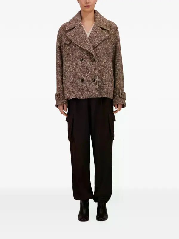 Herno Herringbone Bouclé Peacoat