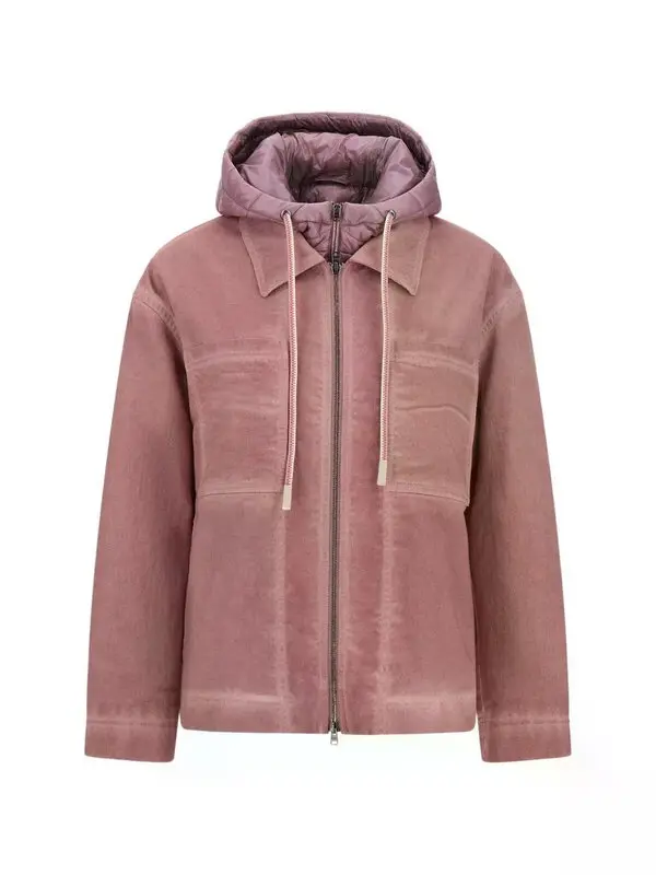 Herno Ultralight Padded Detail Hooded Denim Jacket - Pink
