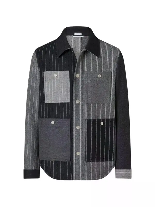 Thom Browne Flannel Fun-mix Banker-stripe Jacket - Grey