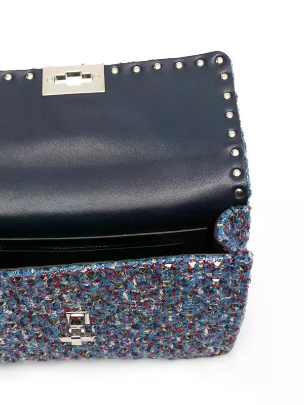 Valentino Garavani Medium Rockstud Tweed Shoulder Bag