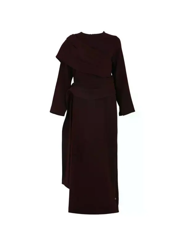 LOODYANA Pleated Wrap-around Maxi Dress - Red