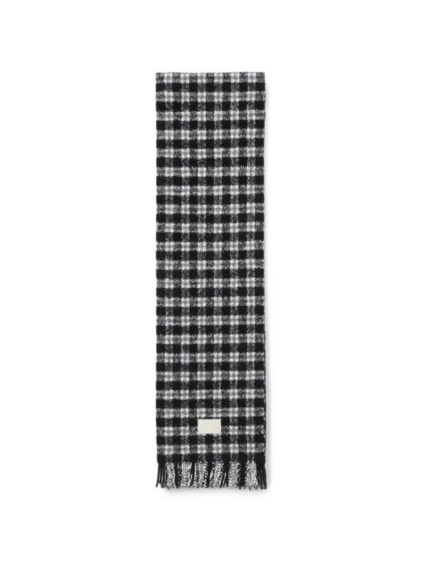 Acne Studios Checked Logo Scarf - White