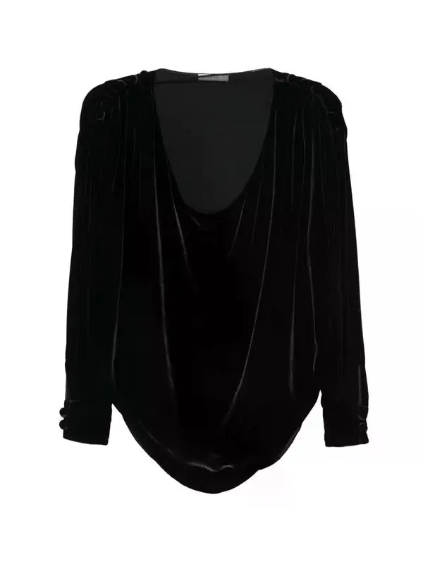 THE ROW Esteban Velvet Blouse - Black