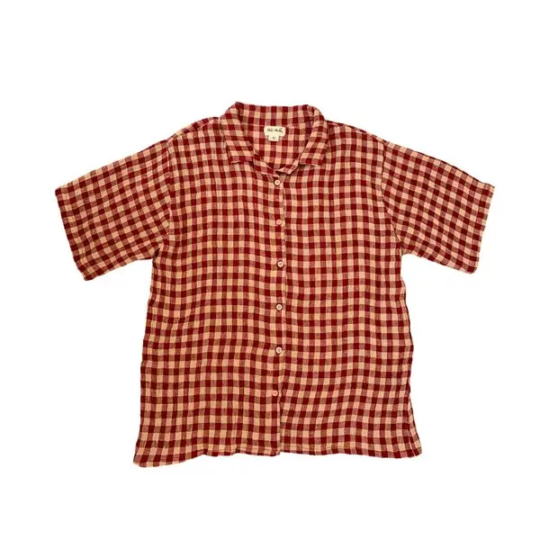 Pink Haley Vanessa Linen Gingham Shirt - Red