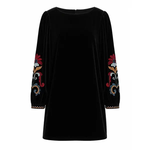 TRAFFIC PEOPLE Folklore Velvet Embellished Mini Dress