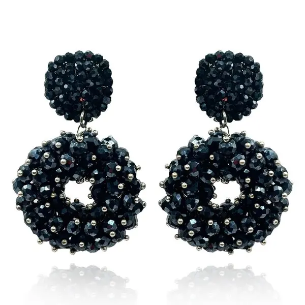MICHAEL NASH JEWELRY Christine Glass Faceted Bead Clip-on Drop Earrings - Black