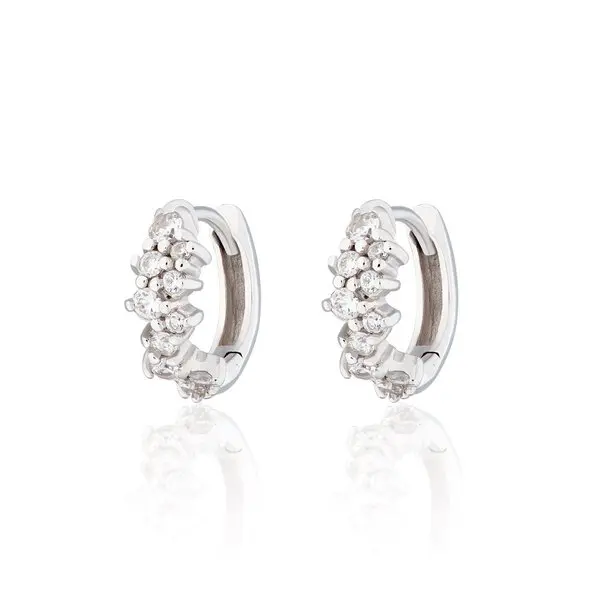 SCREAM PRETTY Stardust Huggie Hoop Earrings In 18ct Plated Sterling With Cubic Zirconia - Silver