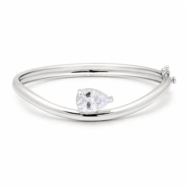 BELINDA JEWELZ Pear Gemstone Solitaire Bangle - Silver