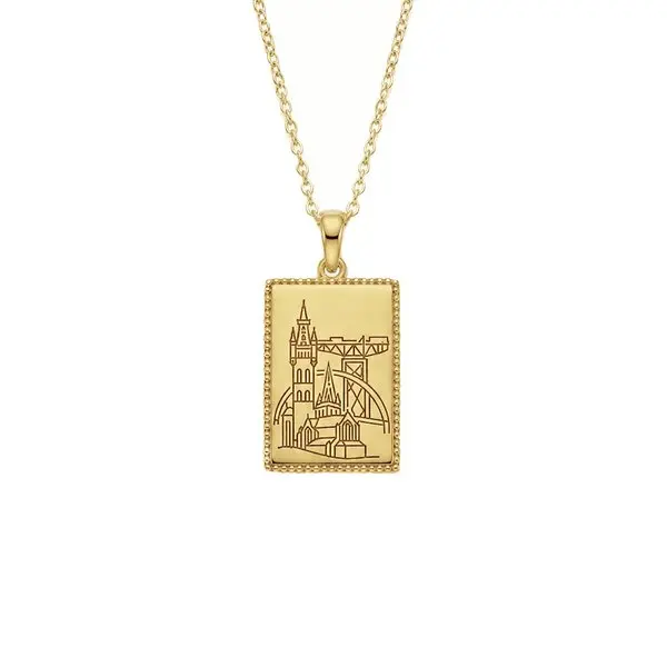 JANUS EDINBURGH Vermeil From Glasgow With Love Postcard Necklace