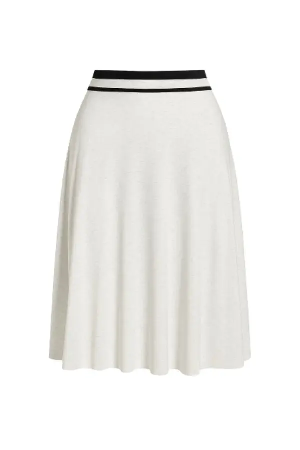CONQUISTA Neutrals Elegant A-line Skirt With Contrast Waistband - Black