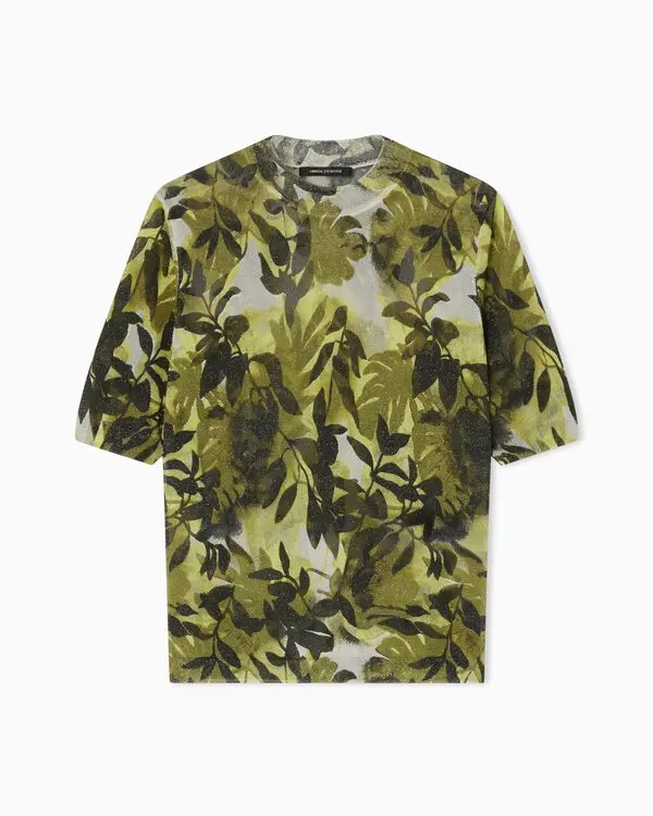 Armani Exchange Viscose Blouse With Allover Pattern - Green