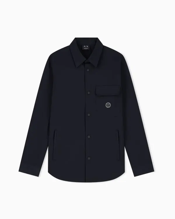 Armani Exchange Oversized Fit Shirt With Lining - Navy Blue
