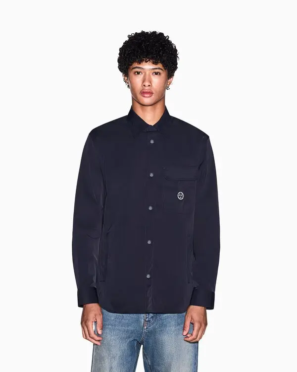 Armani Exchange Oversized Fit Shirt With Lining - Navy Blue