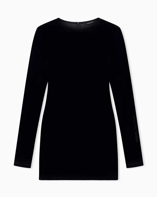Armani Exchange Slim-fit Stretch Velvet Dress - Black