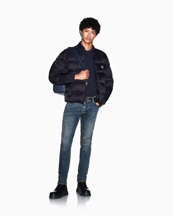 Armani Exchange Down Jacket With Stand Collar - Black