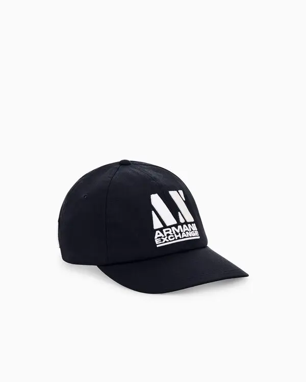 Armani Exchange Baseball Hat In Cotton Twill - Black