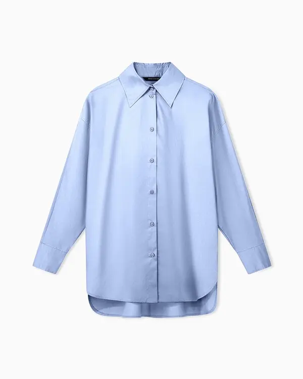 Armani Exchange Organic Cotton Poplin Oversized Shirt - Light Blue