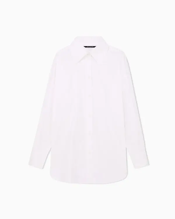 Armani Exchange Oversized Fit Shirt In Organic Cotton Poplin - White