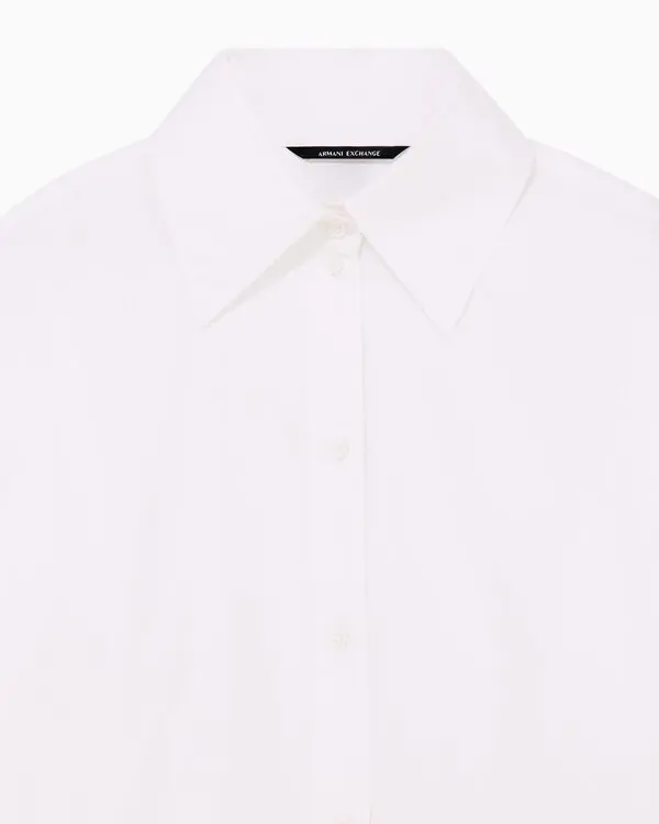 Armani Exchange Oversized Fit Shirt In Organic Cotton Poplin - White