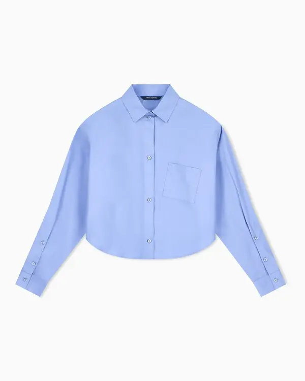 Armani Exchange Regular Fit Shirt In Organic Cotton Popeline - Light Blue
