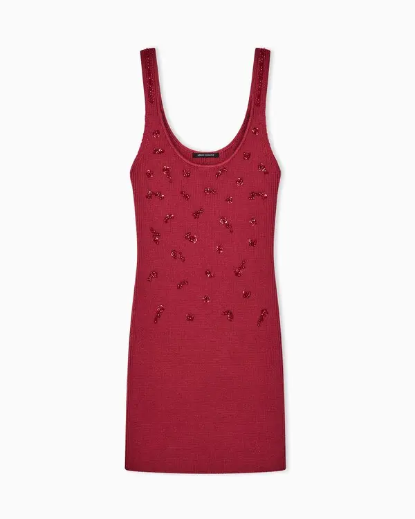 Armani Exchange Slim Fit Dress Knitted Viscose Blend - Red
