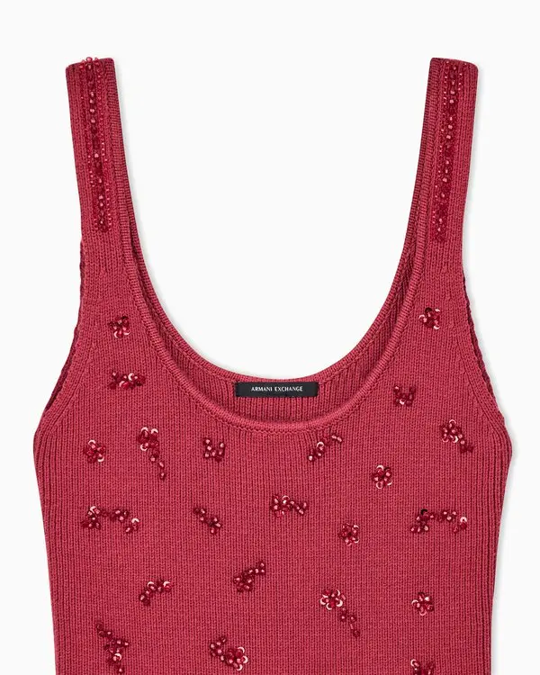Armani Exchange Slim Fit Dress Knitted Viscose Blend - Red