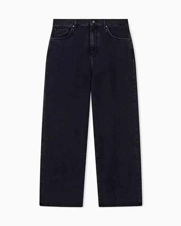 Armani Exchange Loose Fit Five-pocket Pants In Stretch Cotton Denim - Grey