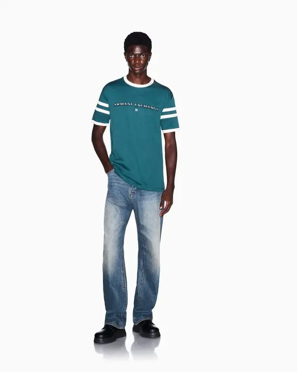 Armani Exchange Regular T-shirt In Cotton Jersey - Green