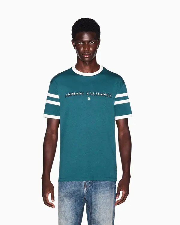 Armani Exchange Regular T-shirt In Cotton Jersey - Green