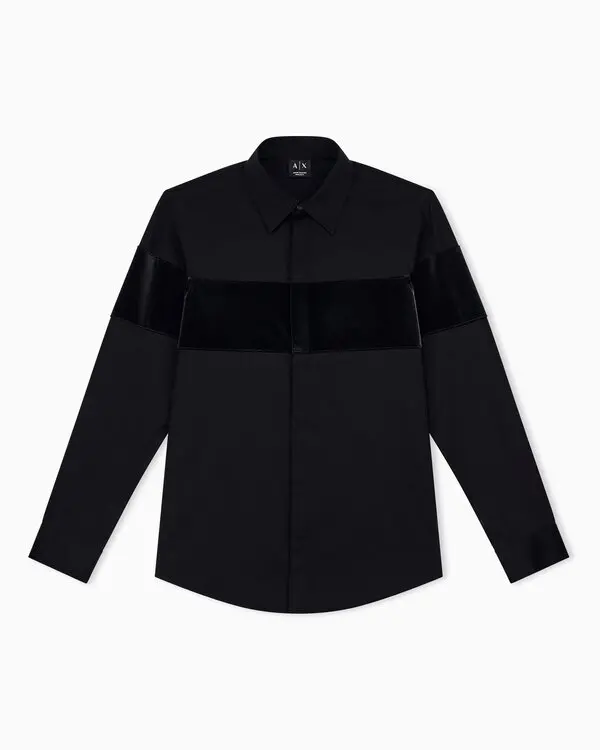 Armani Exchange Regular Fit Shirt In Stretch Cotton Satin
