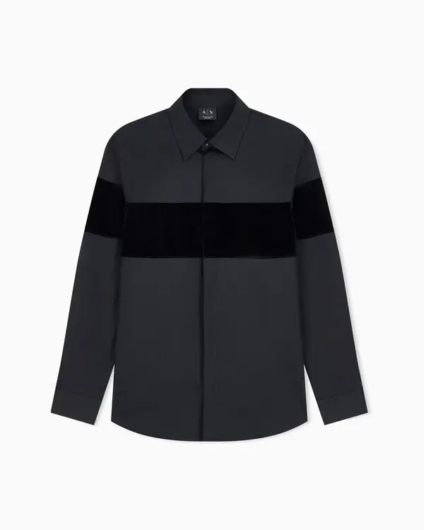 Armani Exchange Regular Fit Shirt In Stretch Cotton Satin
