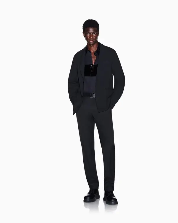 Armani Exchange Regular Fit Shirt In Stretch Cotton Satin
