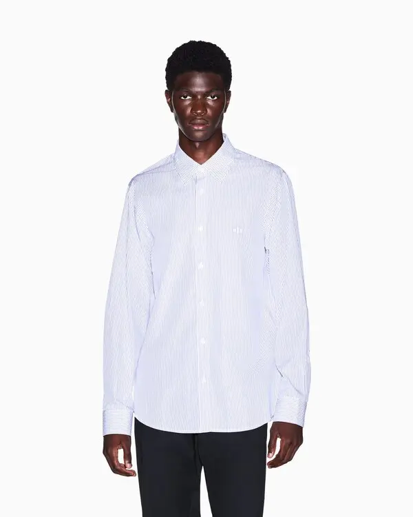 Armani Exchange Regular Fit Shirt In Yarn-dyed Cotton