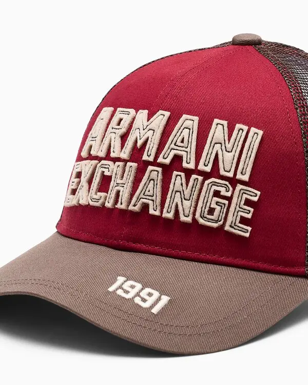 Armani Exchange Cotton Twill Baseball Cap - Red