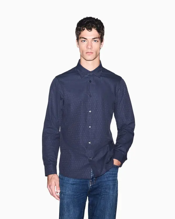 Armani Exchange Regular Fit Shirt In Cotton Jacquard