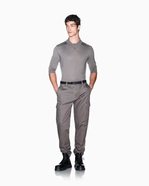 Armani Exchange Regular Fit Trousers In Cotton Twill