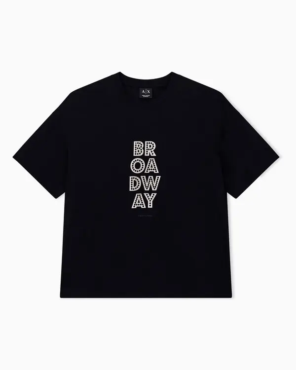 Armani Exchange Oversized T-shirt In Cotton Jersey - Black