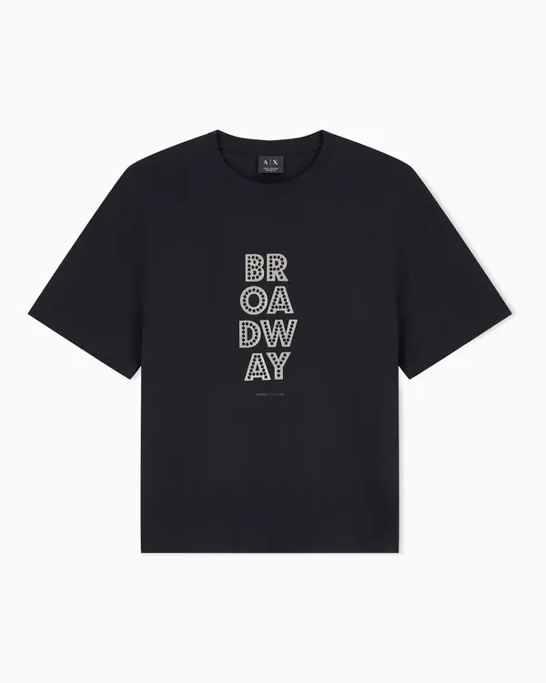 Armani Exchange Oversized Cotton Jersey T-shirt With Graphic Detail - Black