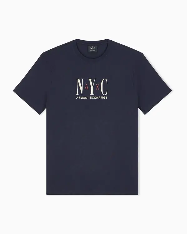 Armani Exchange Slim Fit T-shirt In Cotton Jersey - Navy Blue