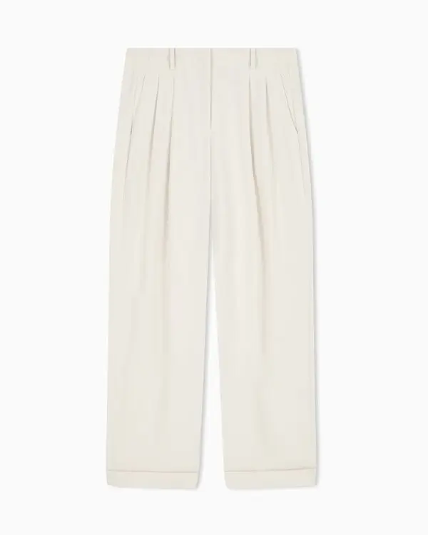 Armani Exchange Oversized Trouser In Recycled Crepe With Belt - Beige