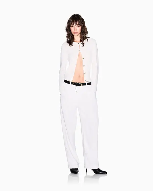Armani Exchange Recycled Crepe Trousers With Belt - Beige