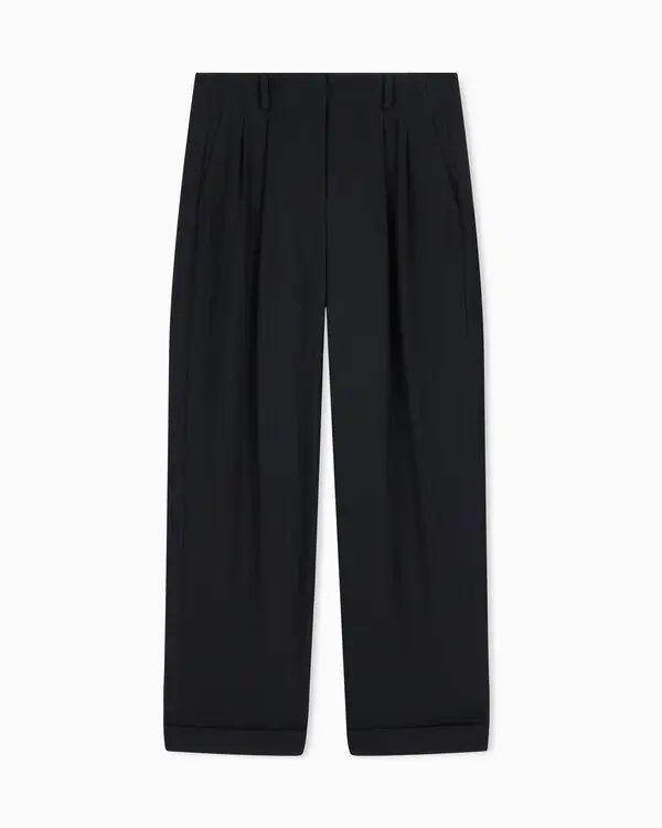 Armani Exchange Oversized Trouser In Recycled Crepe With Belt - Black