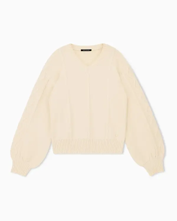 Armani Exchange Regular Fit Pullover Knitted With Wool - Beige