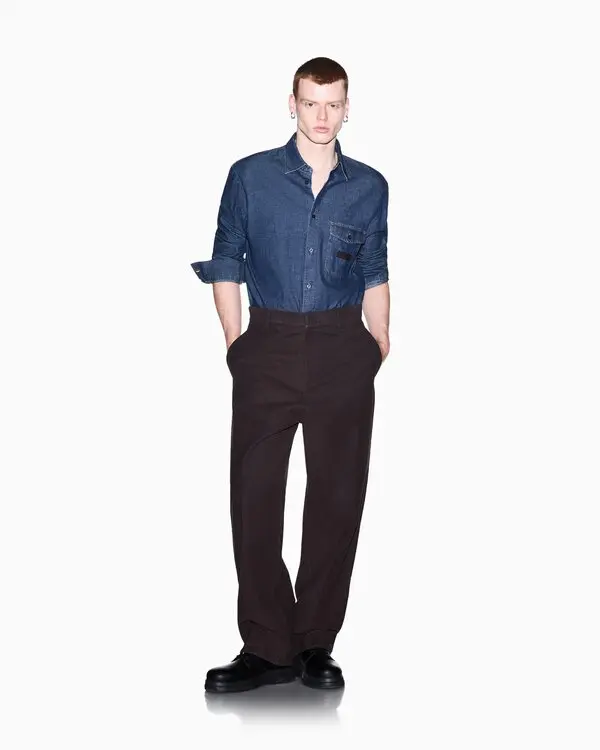 Armani Exchange Over Fit Shirt Denim In Cotton