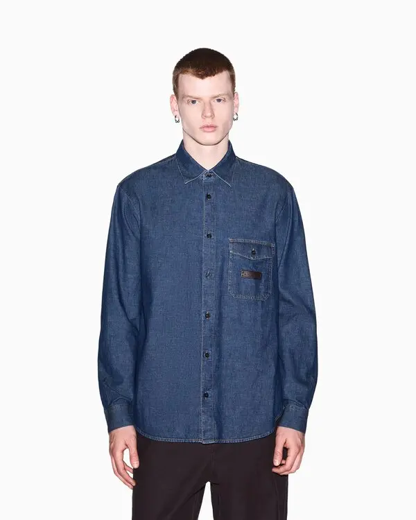 Armani Exchange Over Fit Shirt Denim In Cotton