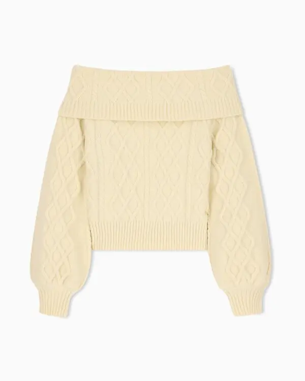 Armani Exchange Textured Wool Blend Pullover - Beige